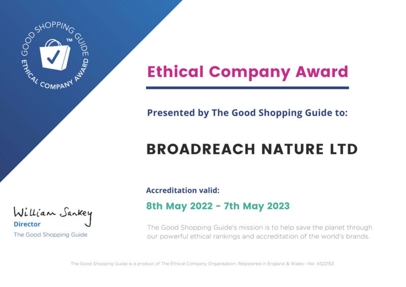 Ethical Award Certificate granted for another year – Broadreach Nature